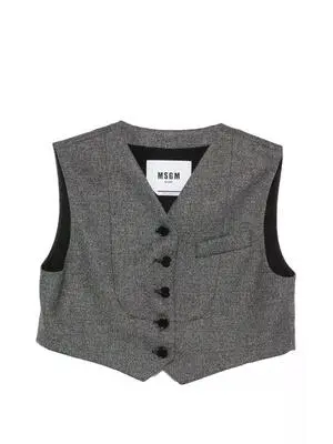 MSGM Cropped Button-up Waistcoat - Grey