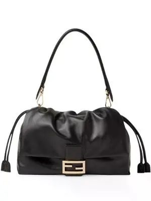 Fendi Baguette Leather Shoulder Bag - Black