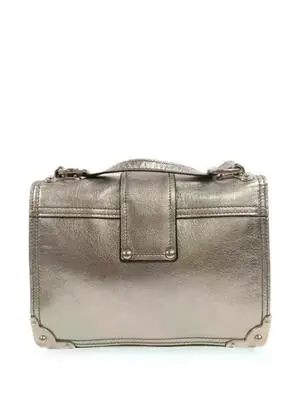 Prada Cahier Metallic Leather Cross Body Bag - Silver