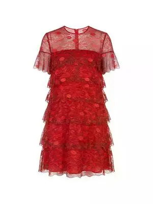 Valentino Garavani Lips-pattern Tiered Dress