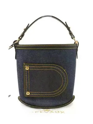 Delvaux Mini Pin Denim Bucket Bag - Blue