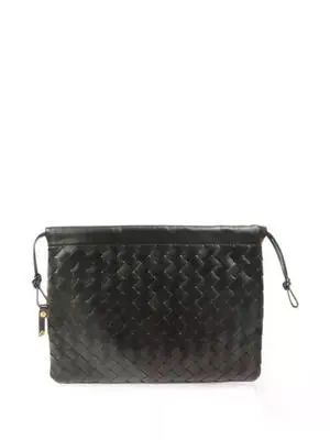 Bottega Veneta Intrecciato Drawstring Clutch Bag - Black