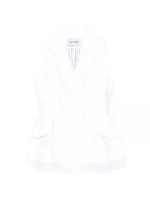 Dice Kayek Double-breasted Broderie-anglaise Jacket - White
