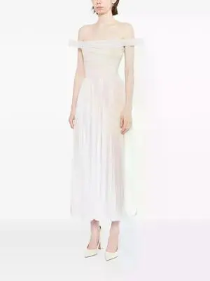 MONTSAND Off-shoulder Pleated Midi Dress