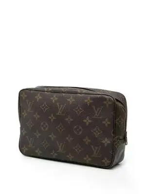LOUIS VUITTON 1983 Monogram Macassar Toilet Pouch Gm Clutch Bag - Brown