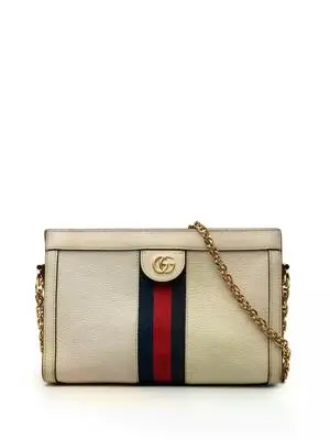 Gucci 2016-2026 Small Calfskin Web Ophidia Chain Crossbody Bag White