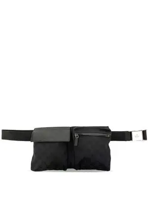 Gucci 2000-2015 Gg Canvas Double Pocket Belt Bag - Black
