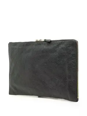 Balenciaga 2018 Lambskin Motocross Giant 12 Zip Around Flat Clutch Bag - Black