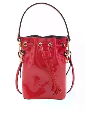 Fendi 2000 Mini Patent Mon Tresor Bucket Bag Satchel - Red