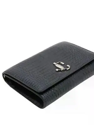 JIMMY CHOO Crocodile Embossed Leather Varenne Chain Crossbody Bag - Blue