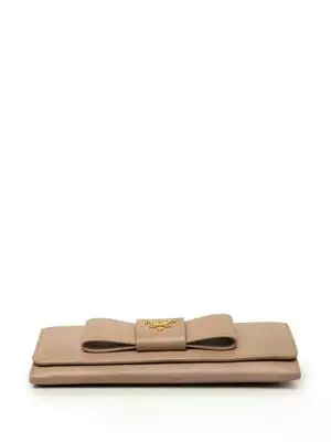 Prada 2010-2026 Saffiano Bow Continental Wallet Long Wallets