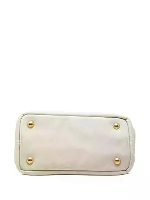 Miu Miu Cotton Trimmed Embroidered Canvas Convertible Tote Satchel - White