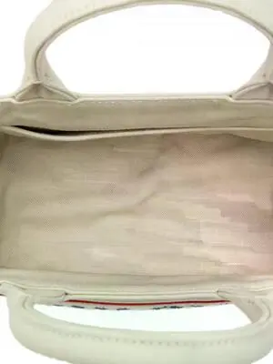 Miu Miu Cotton Trimmed Embroidered Canvas Convertible Tote Satchel - White