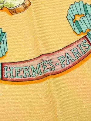 Hermès 1980-2010 Les Fetes Du Roi Soleil Silk Scarf 90 Scarves - Yellow