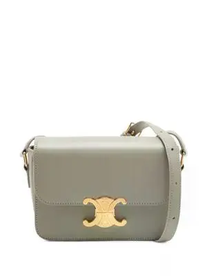Celine 2018-2026 Teen Shiny Calfskin Triomphe Crossbody Bag - Grey
