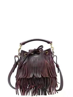 Saint Laurent 2014 Small Calfskin Emmanuelle Fringe Bucket Bag - Red