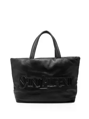 Saint Laurent 2024 Lambskin Wide Puffer Tote Bag - Black