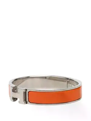 Hermès Enamel & Palladium-plated Clic H Bracelet