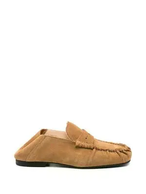 ALOHAS Suede Slip-on Mules With Gathered Detailing - Brown