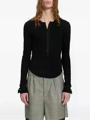 ANN DEMEULEMEESTER Pointelle-knit T-shirt - Black