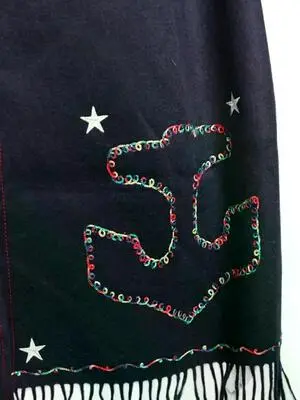 Valentino Garavani Star-embroidered Fringed Scarf