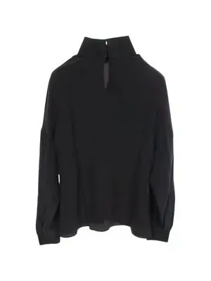 Fendi High-neck Silk Blouse With Ff Logo Cuffs - Black