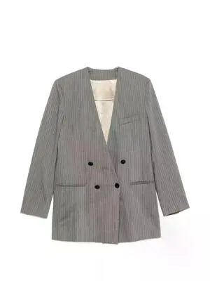 Alberta Ferretti Pinstriped Double-breasted Blazer - Grey