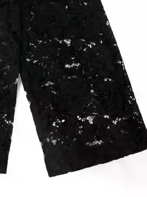 Valentino Garavani Floral-lace Wide-leg Trousers - Black