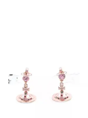 VIVIENNE WESTWOOD Rose Gold-tone Rhinestone Embellishment Orb Pendant Drop Earrings