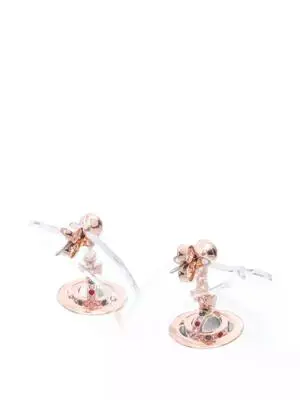 VIVIENNE WESTWOOD Rose Gold-tone Rhinestone Embellishment Orb Pendant Drop Earrings
