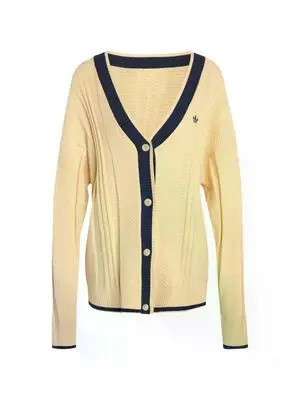 Adidas Chevron-knit Logo-embroidered Cardigan - Yellow