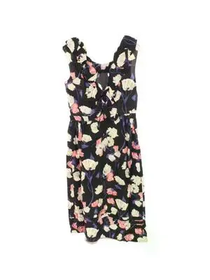 Prada 2010s Floral-print Frill Mini Dress - Black