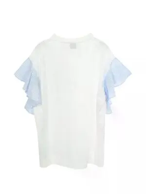 Burberry Ruffled Sleeve T-shirt - White
