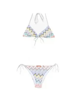 Missoni Zigzag-knit Triangle Bikini - Purple