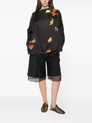 DANIELA GREGIS Abstract Print Crinkled Blouse - Black