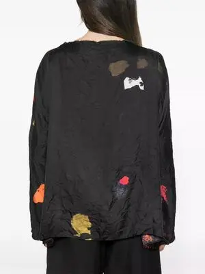 DANIELA GREGIS Abstract Print Crinkled Blouse - Black