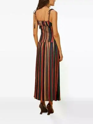 Farm Rio Multicolor Pipa Stripes Midi Dress