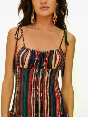 Farm Rio Multicolor Pipa Stripes Midi Dress
