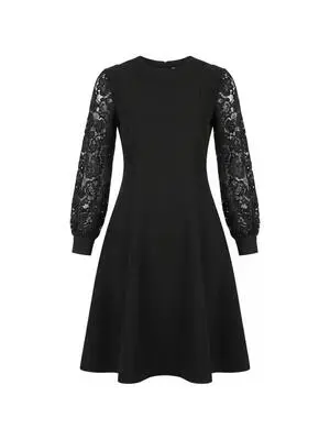 Valentino Garavani Lace-sleeve Mini Dress - Black