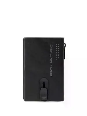 PIQUADRO Logo-print Leather Cardholder - Black