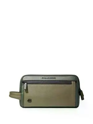 PIQUADRO Logo-plaque Zip-fastening Wash Bag - Green