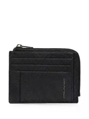 PIQUADRO Logo-plaque Zipped Card Holder - Black