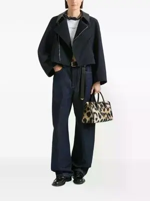 Givenchy A-line Cocoon Jacket With Leather Collar - Blue