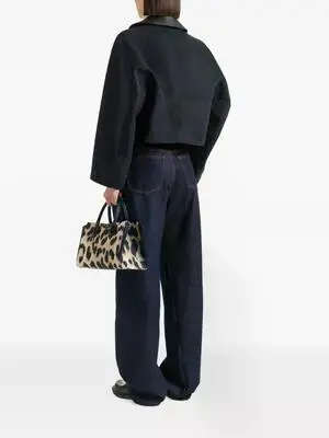 Givenchy A-line Cocoon Jacket With Leather Collar - Blue