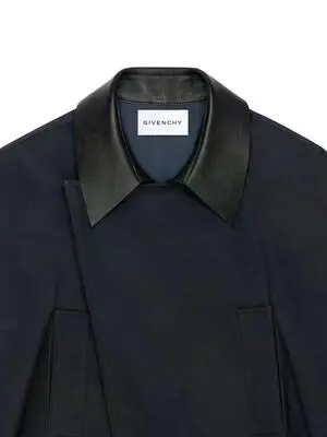 Givenchy A-line Cocoon Jacket With Leather Collar - Blue