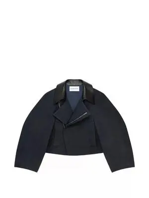 Givenchy A-line Cocoon Jacket With Leather Collar - Blue