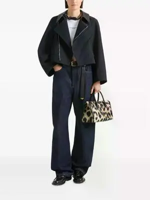Givenchy A-line Cocoon Jacket With Leather Collar - Blue