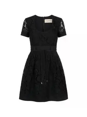 Valentino Garavani Lace Overlay Belted Dress