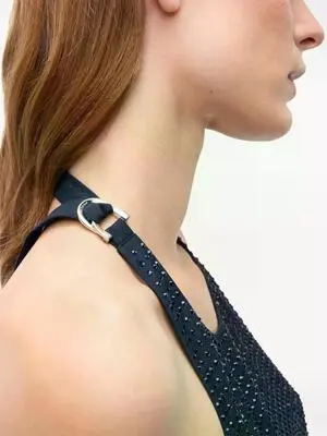 Pinko Rhinestone Embellished Halterneck Top