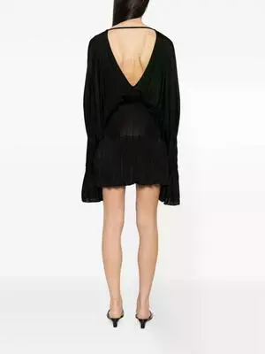 AYA MUSE V-neck Mini Dress With Pleated Skirt And Flared Cuffs